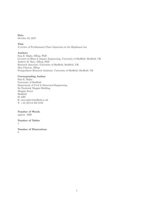 Pdf A Review Of Pochhammer Chree Dispersion In The Hopkinson Bar