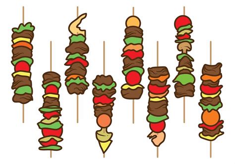 Flat Brochette Illustration Set 119425 Vector Art At Vecteezy