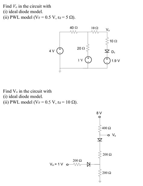 Solved Find V In The Circuit With I Ideal Diode Model