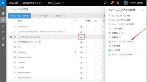 トレーニング プランの進捗ダッシュボードで受講者のステータスを確認する Learn365 Help Center