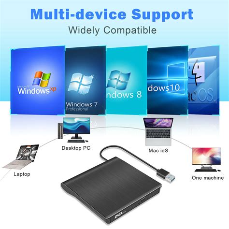 Slim External CD DVD RW Drive USB 3 0 Type C Writer Burner Player For