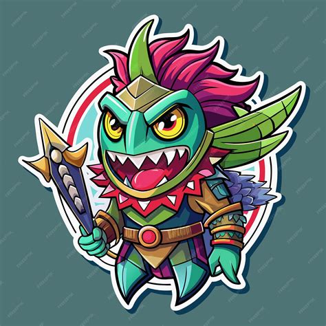 A Cartoon Character With A Dragon On His Head And A Sword Premium Ai