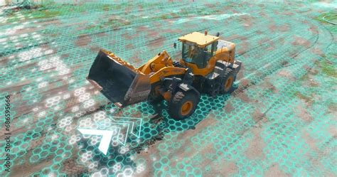 Smart Building Concept Ground Levelling And Grading Construction Visualization With Artificial