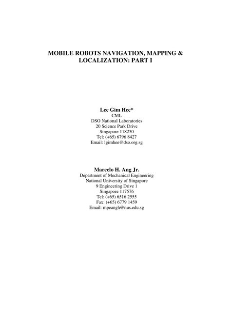 Pdf Mobile Robots Navigation Mapping And Localization Part I