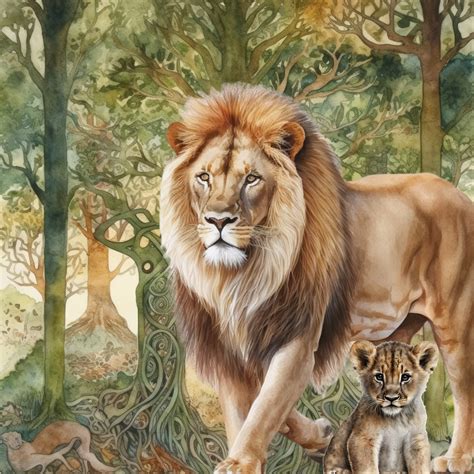 León Y Bebé En La Selva Africana Stock De Foto Gratis Public Domain