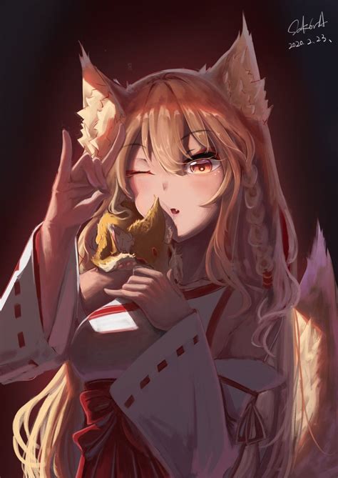Cute Fox Shrine Maiden Original Kemonomimi