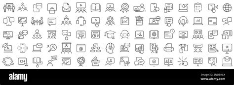 Set Of Online Education Line Icons Collection Of Black Linear Icons Stock Vector Image And Art