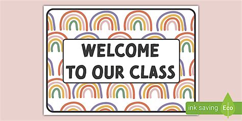 Muted Rainbow Themed Welcome To Our Class Display Poster