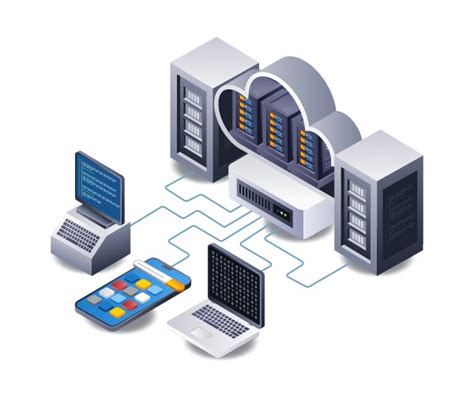 Server Data Analysis Center Hosting Infographics Vector Image