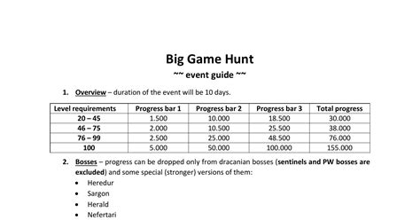 Big Game Hunt Event 2022 Guide Pdf DocDroid