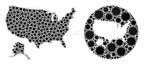 Virus Mosaik Invertiert Und Schwarze Usa Mit Alaska Karte Vektor