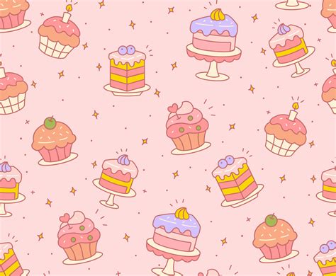 Seamless Delicious Kinds Of Cake Pattern Vector Art And Graphics