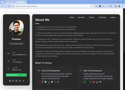 Praveen On Linkedin Portfoliolaunch Fullstackdeveloper Webdevelopment Reactjs Tailwindcss