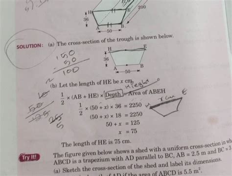 Solution A The Cross Section Of The Trough Is Shown Below 15050100