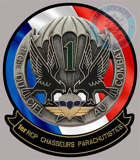 Autocollant 1er Rcp Regiment De Chasseurs Parachutistes Armee France