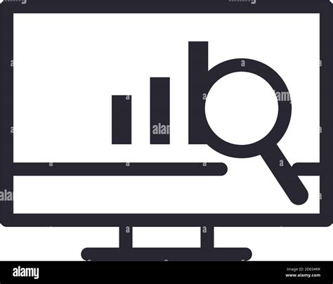 Bars Chart In Computer And Lupe Line Style Icon Design Data Analysis