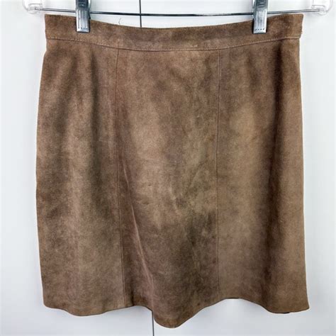 Vintage Skirts Vintage 6s 70s Suede Leather Mini Skirt Tan Brown