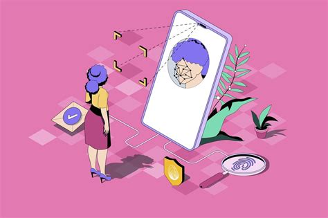 Premium Vector Biometric Control Web Concept In 3d Isometric Design