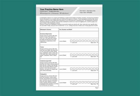 Maladaptive Schemas Worksheet Editable Fillable Printable Pdf