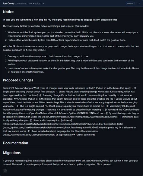 Pull Request Template Formatting Error · Issue 5495 · Sparkdevnetwork