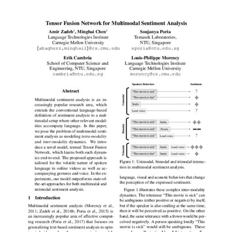 Tensor Fusion Network For Multimodal Sentiment Analysis Acl Anthology