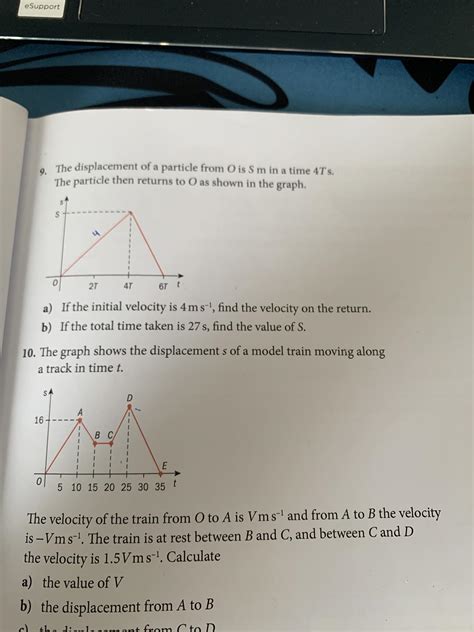 solved esupport 9 the displacement of a particle from o is s m in a