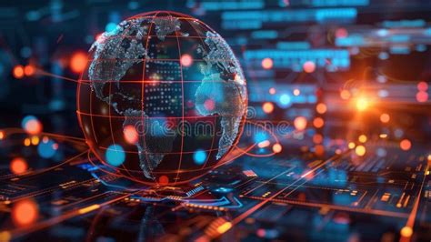 Illustration Of A Digital Globe With Network Lines And Data Points Symbolizing Global