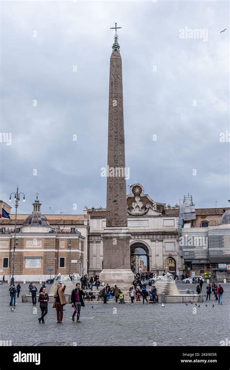 Peoples Square Piazza Del Popolo Egyptian Obelisk Of Ramesses Ii