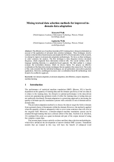 pdf mixing textual data selection methods for improved in domain