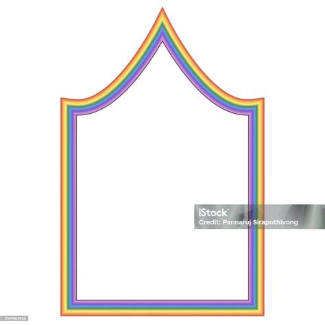 Inflexed 아치 레인보우 프레임 건축 아치 직사각형 프레임 레인보우 스펙트럼 다채로운 건축 창 문 테두리 장식 배너 벡터