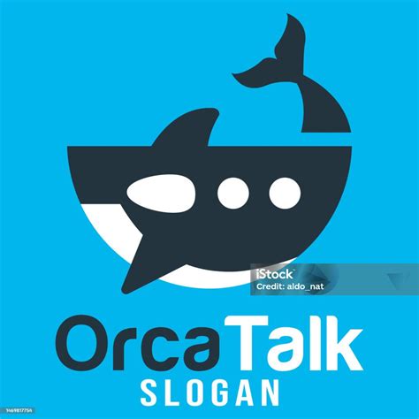 현대 평면 디자인 간단한 미니멀리스트 귀여운 범고래 범고래 채팅 토크 로고 아이콘 디자인 템플릿 벡터 포럼 팟캐스트 커뮤니티 제품 레이블 브랜드에 대 한 현대 일러스트 개념