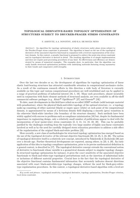 Pdf Topological Derivative Based Topology Optimization Of Structures Subject To Druckerprager