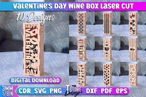 Valentine S Day Wine Box Laser Cut CNC Graphic By The T Store Design Creative Fabrica