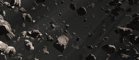 Asteroids Fields Collision In Deep Space Panoramic Digital Art By Cyril