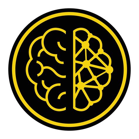 Stylized Brain Icon Or Logo Black Line And Color Simple Flat Cartoon