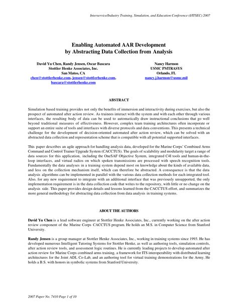 Pdf Enabling Automated Aar Development By Abstracting Data Collection