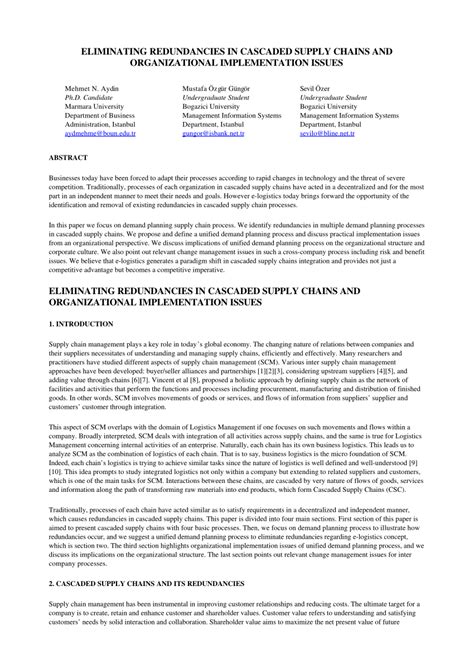 PDF Eliminating Redundancies In Cascaded Supply Chains And Its