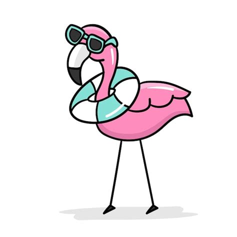 Premium Vector Simple Flamingo Outline Vector Cartoon Flamingo In