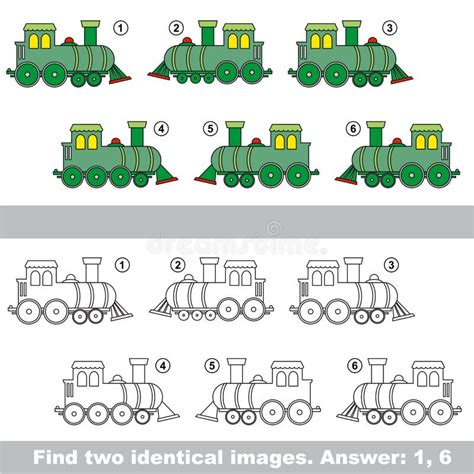 Visual Game Find Hidden Couple Of Locomotives Stock Vector