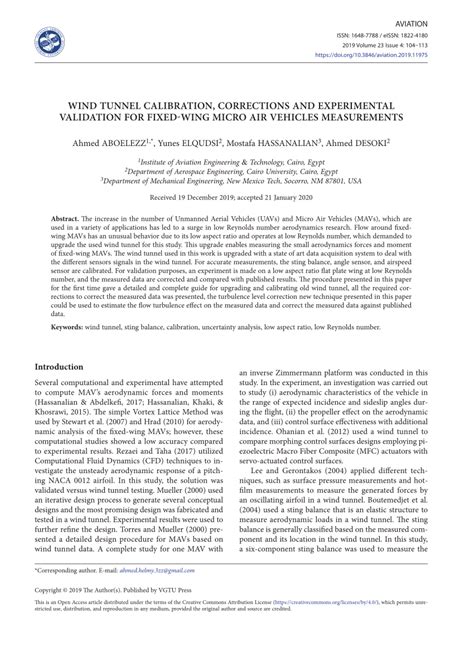 Pdf Wind Tunnel Calibration Corrections And Experimental Validation For Fixed Wing Micro Air