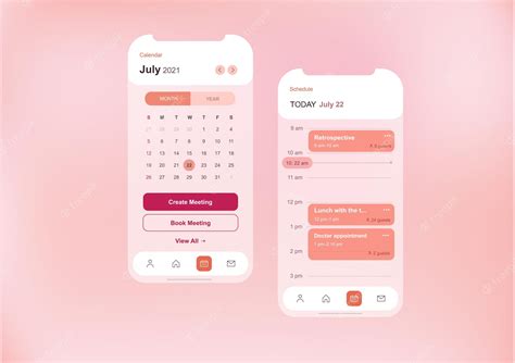 premium vector user interface template for screens of calendar and