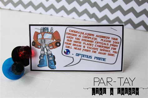 Transformer Party Favors Party Like A Cherry
