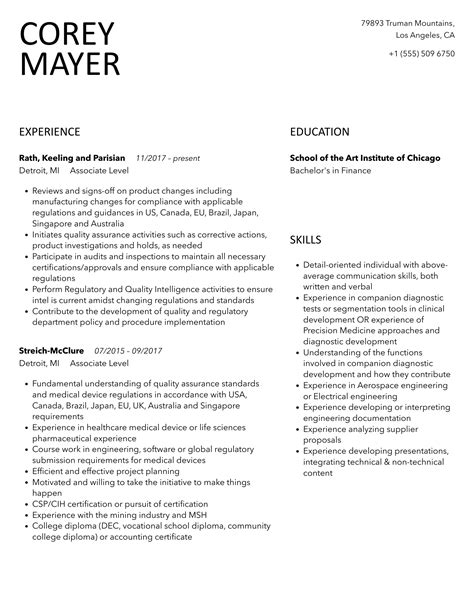 Associate Level Resume Samples Velvet Jobs