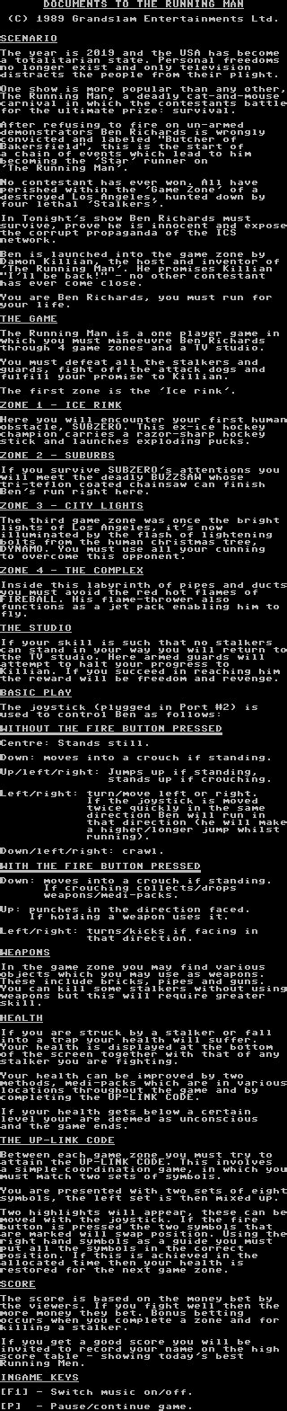 Running Man The C64 Documentation Docs Lemon64