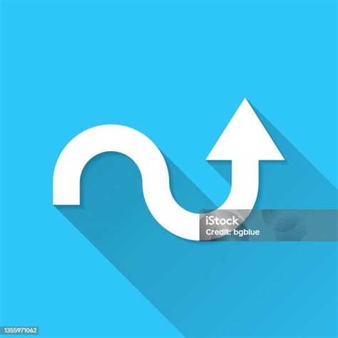 지그재그 방향 화살표 파란색 배경아이콘 긴 그림자가 있는 플랫 디자인 3차원 형태에 대한 스톡 벡터 아트 및 기타 이미지 3차원 형태 개념 곡선 Istock