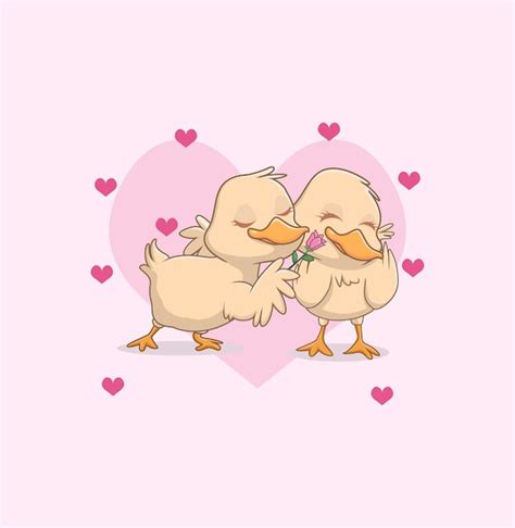 Premium Vector Illustration Of Cute Litte Duck Couple In Love