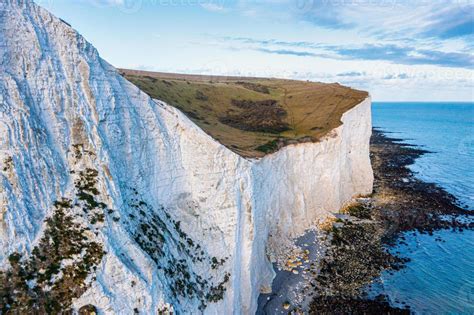 Aerial View Of The White Cliffs Of Dover Close Up View Of The Cliffs