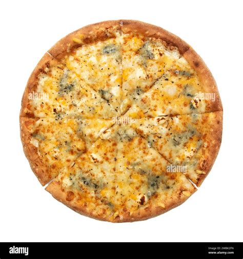 Pizza Quattro Formaggi Four Cheese Pizza Isolated On White Background