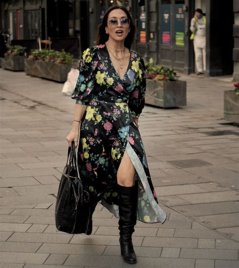 Myleene Klass Wearing A High Split Floral Dress In London 11092022