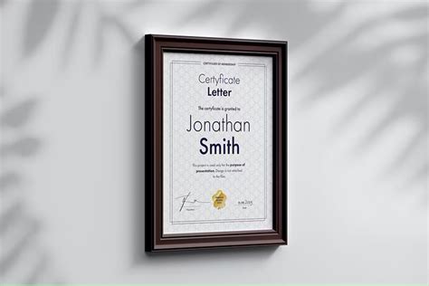 Psd Letter Certificate Mock Up